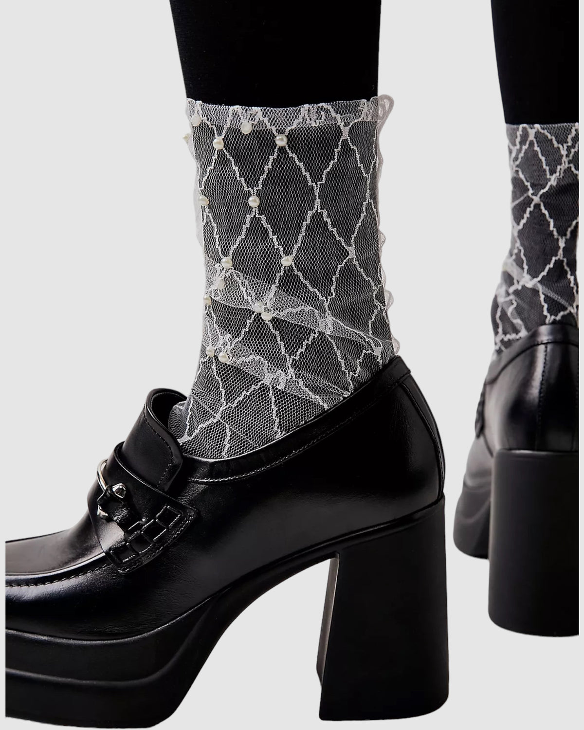 Diamonds and Pearls Socks - White | High Heel Jungle