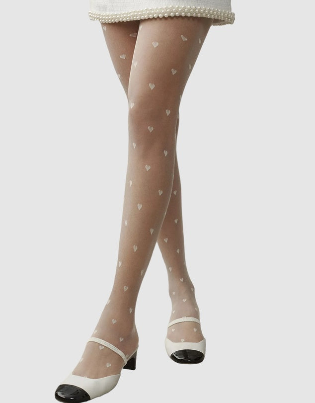 Jacquard Heart Tights | High Heel Jungle